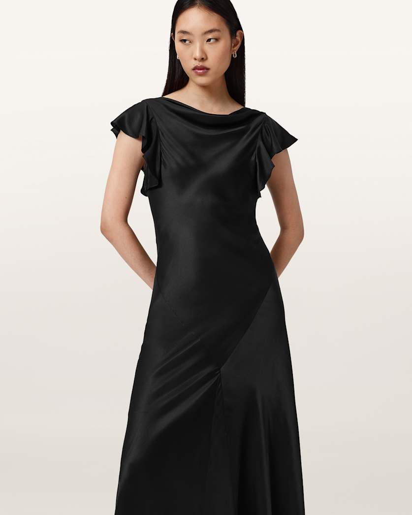 Flora Maxi Dress Black | ALLSAINTS